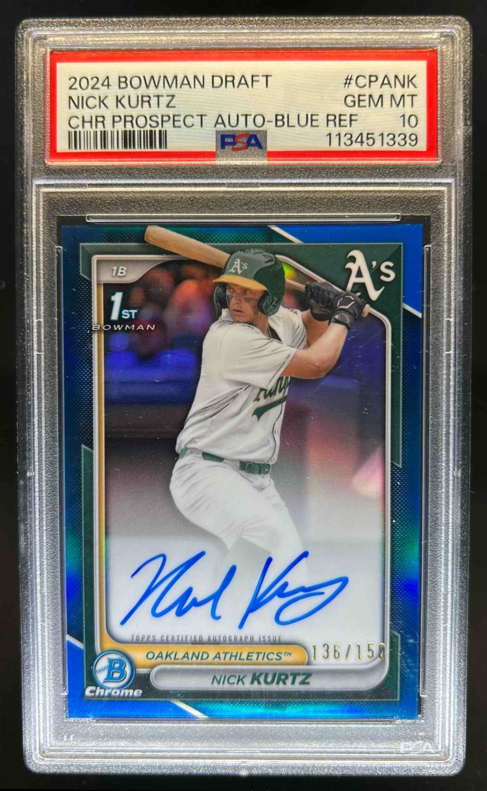 2024 Bowman Draft Nick Kurtz Chrome Auto Blue Refractor 1st #136/150 ...
