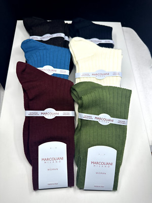 Marcoliani Milano Italian Merino Wool Womans Ribbed Socks One Size ...