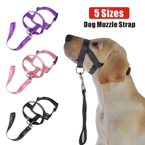 Puppy Pet Dog Muzzle Head Mouth/Nose Stop Pulling Strap Training Lead ...