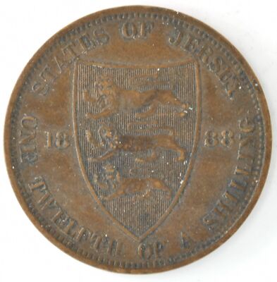 1888 Jersey States One Twelfth Of A Shilling 1/12 th Bronze Victorian ...
