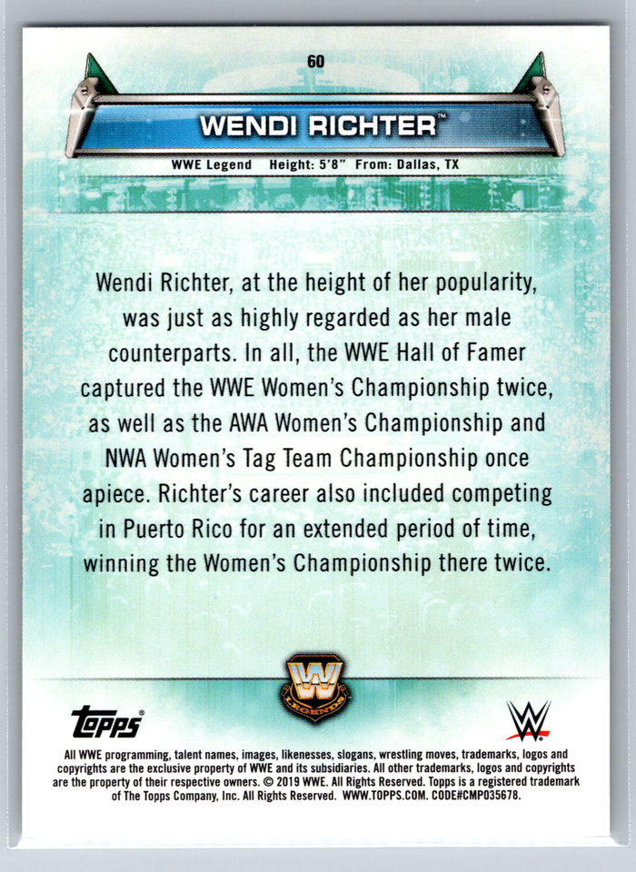 Wendi Richter 2019 Topps WWE Women's Division Base Set Card #60 | eBay