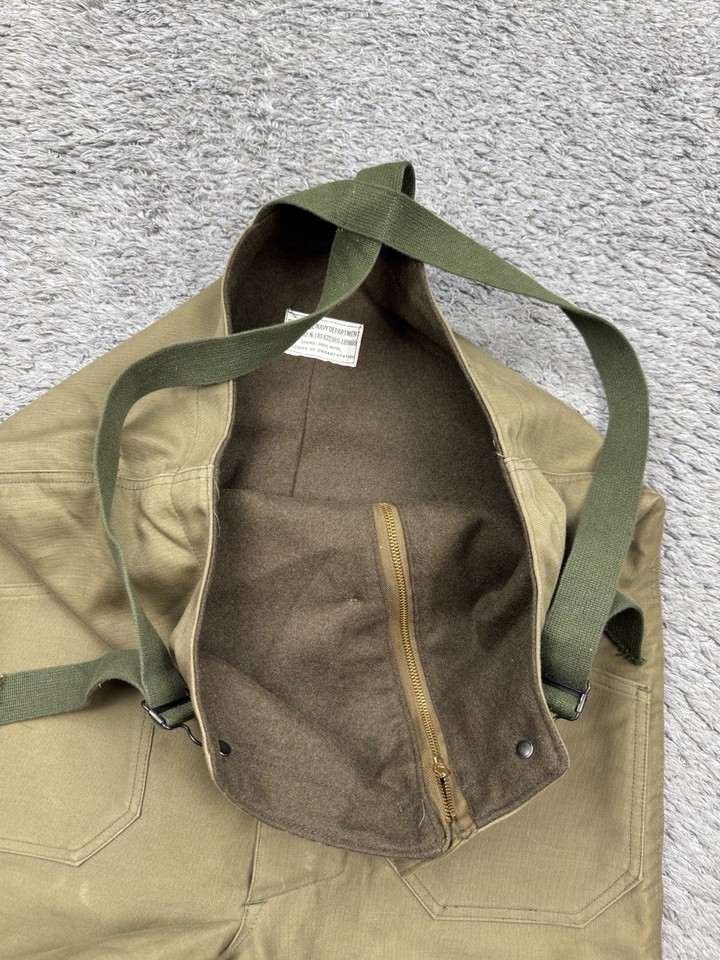 Vtg USN Deck Bib Overalls Men Small Wool Lined Hook Clasp Military WW2 ...