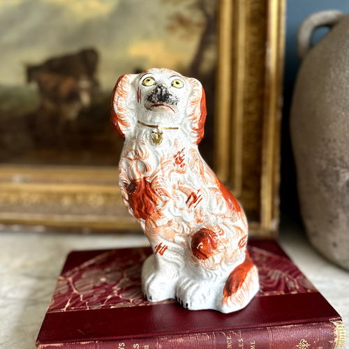 Rare 1850 Antique Staffordshire Dog Red & White - Victorian Spaniel | eBay