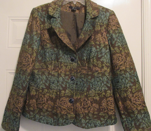 E by Eci Blazer Suit Jacket Brown/Aqua Brocade Size 14 | eBay