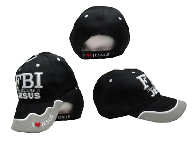 JESUS RELIGIOUS FBI FIRM BELIEVER IN JESUS BLACK CHRISTIAN HAT BALL CAP ...