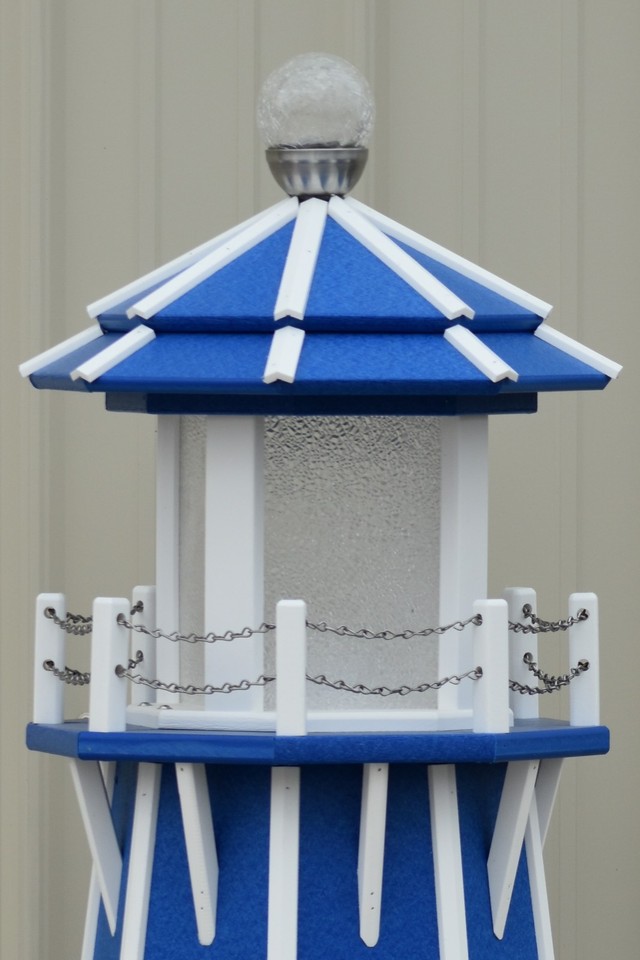 4 Foot Octagon Electric and Solar Powered Poly Lighthouse (Blue/white ...