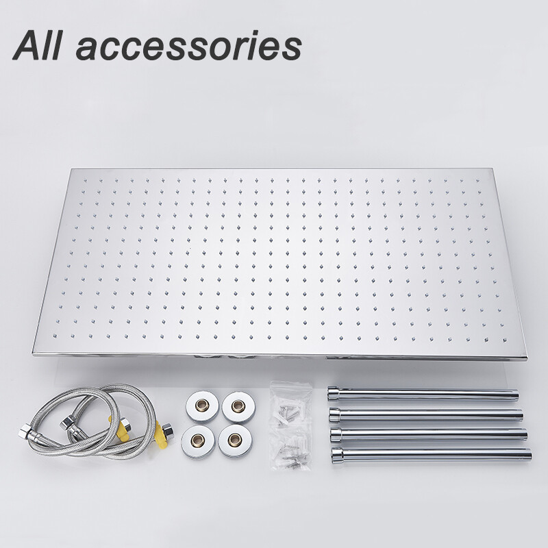 LED Rainfall Large Shower Head High Pressure Ceiling Mounted Overhead ...