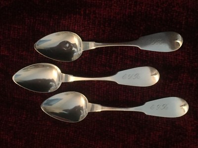 Coin Silver Rudd and Co.-matched set of three spoons ca.1840 NY ...