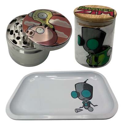 Invader Zim Cartoon Spice Grinder, Stash Jar, Rolling Tray Set | eBay