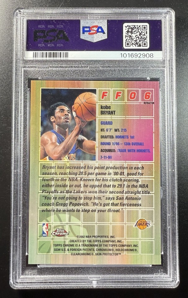 2001 Topps Chrome Kobe Bryant Fast & Furious Refractor #FF06 PSA 9 MINT ...