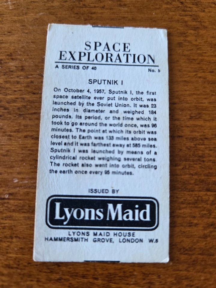 LYONS MAID CARDS. SPACE EXPLORATION. CHOOSE YOUR CARD. | eBay UK