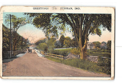 Sunman Indiana IN Postcard 1930-1950 Greetings Country Scene | eBay