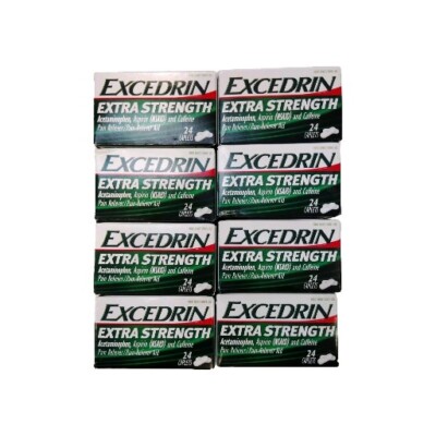 8 Pack Excedrin Pain Reliever Aid Acetaminophen 24 Caps Extra Strength ...