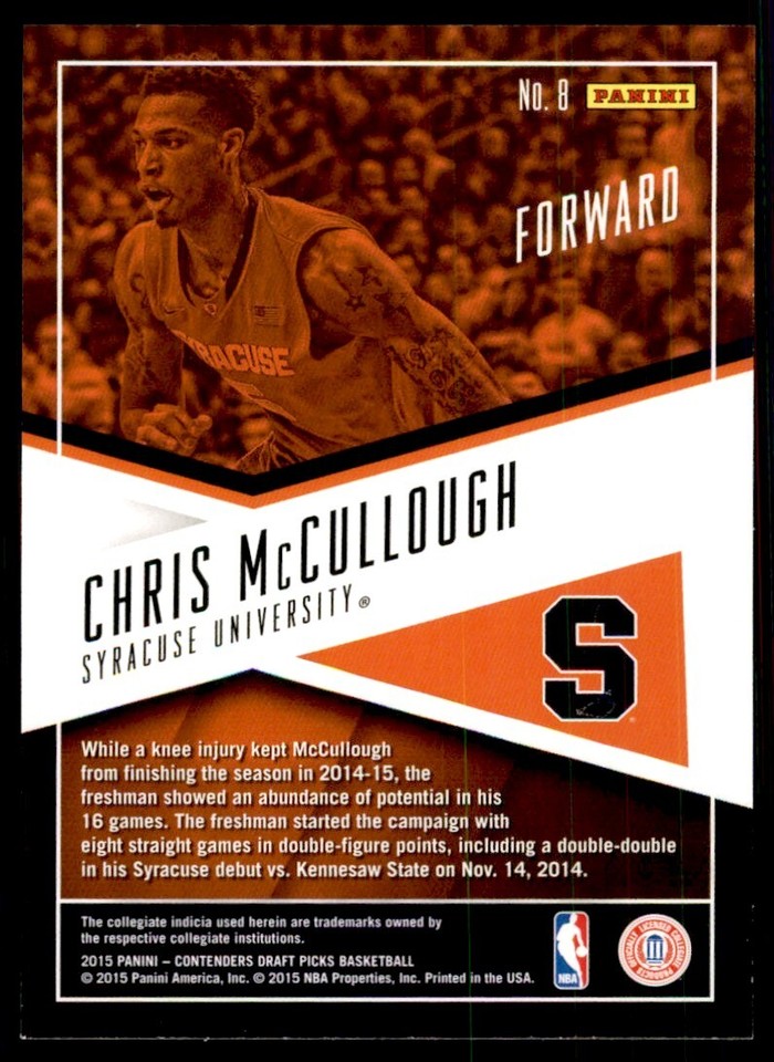 2015-16 Panini Contenders Draft Picks Chris McCullough Basketball Cards ...