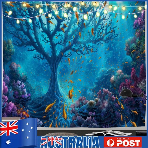 Seabed Tree Printed Tapestry Polyester Wall Hanging Rugs Bedspread ...