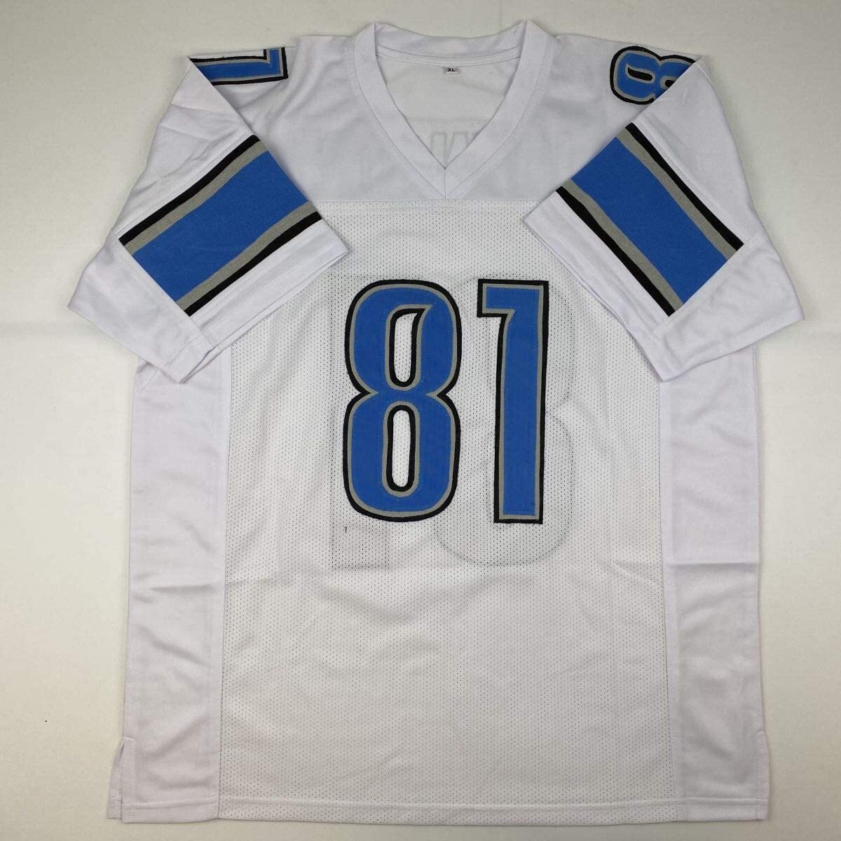 Autographed/Signed Calvin Johnson Detroit White Football Jersey JSA COA ...
