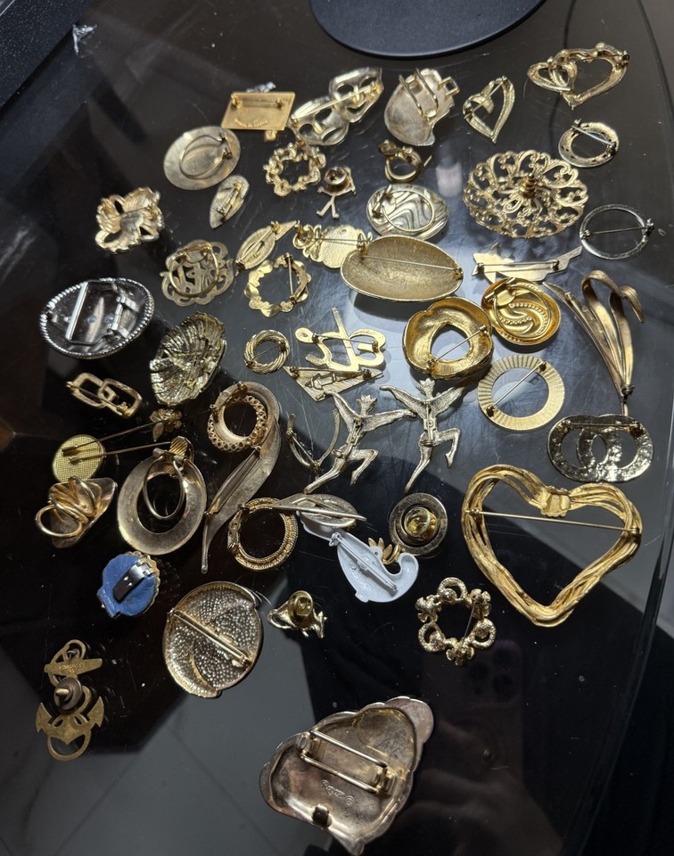 Vtg Fashion Gold Color Glittery Bling Pins Brooch Jewelry Lot- NR | eBay