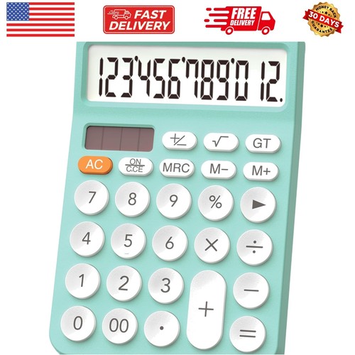 12 Digit Desktop Calculator Basic Desk Calculator with Large LCD ...