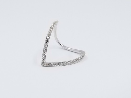 White Gold Chevron Stackable V-Shaped Diamond Ring 14K | eBay