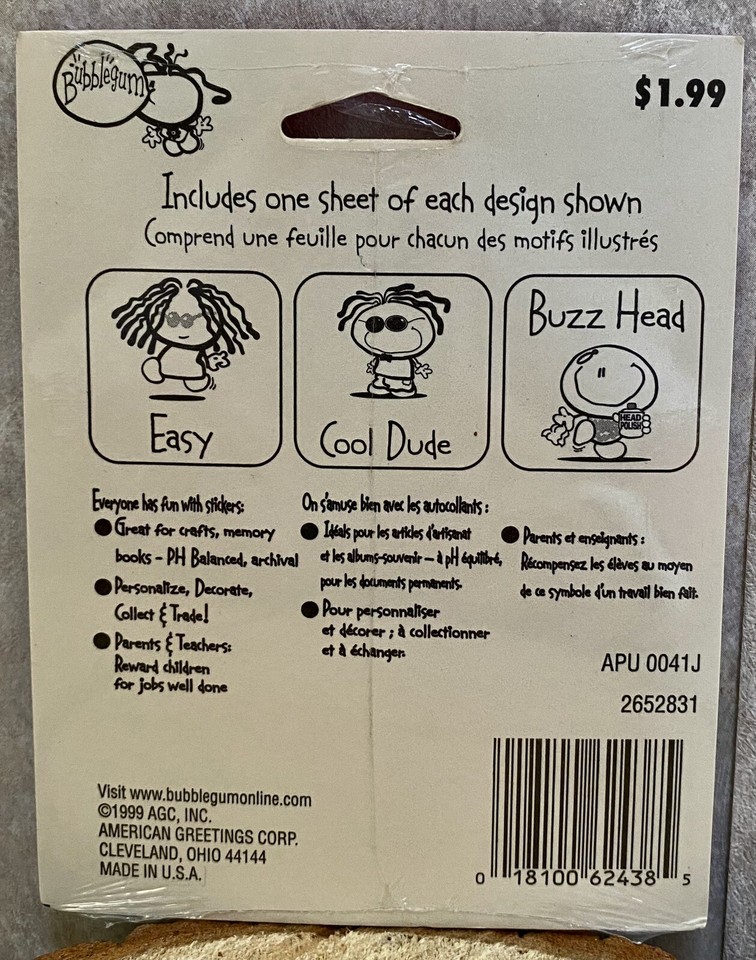 1999 AMERICAN GREETINGS BUBBLEGUM COOL DUDE STICKERS 3 SHEETS NOS | eBay