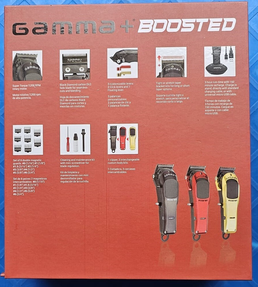 GAMMA+ Boosted Professional Cordless Clipper with MGS Comb, 110-120V