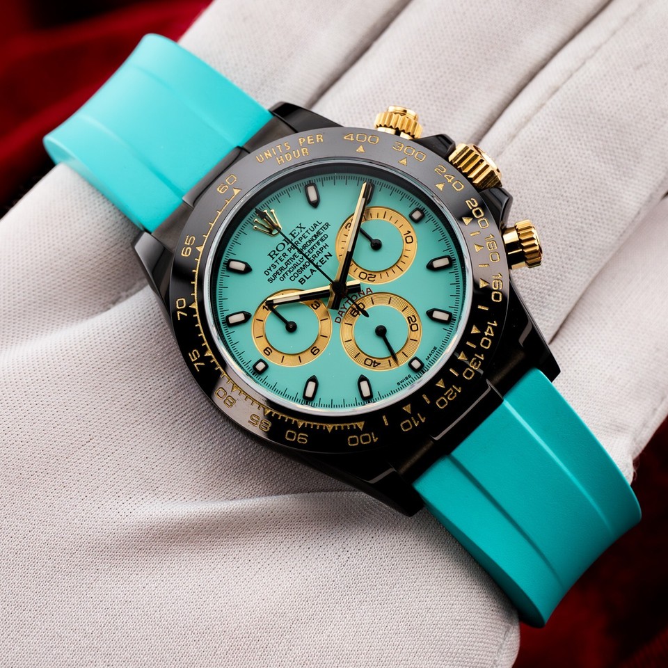 Rolex Blaken Daytona Blue Dial Yellow Gold Black DLC 116503 Complete ...