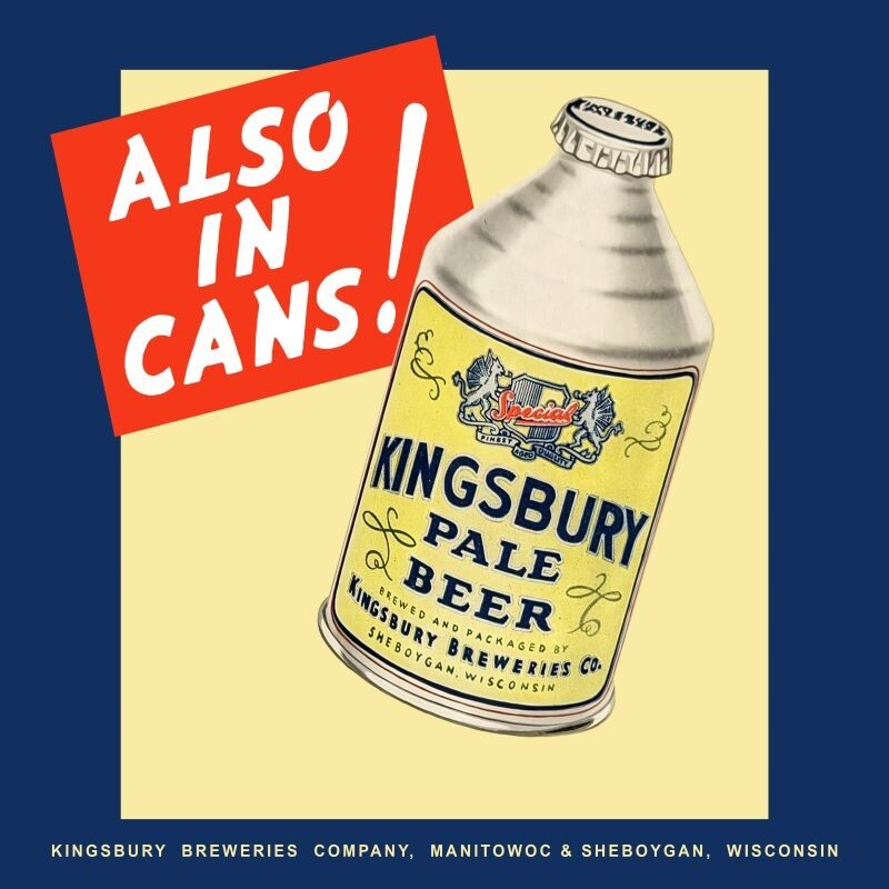 Kingsbury Beer w/ Crowntainer Artwork NEW Sign 18" Dia. Square USA ...