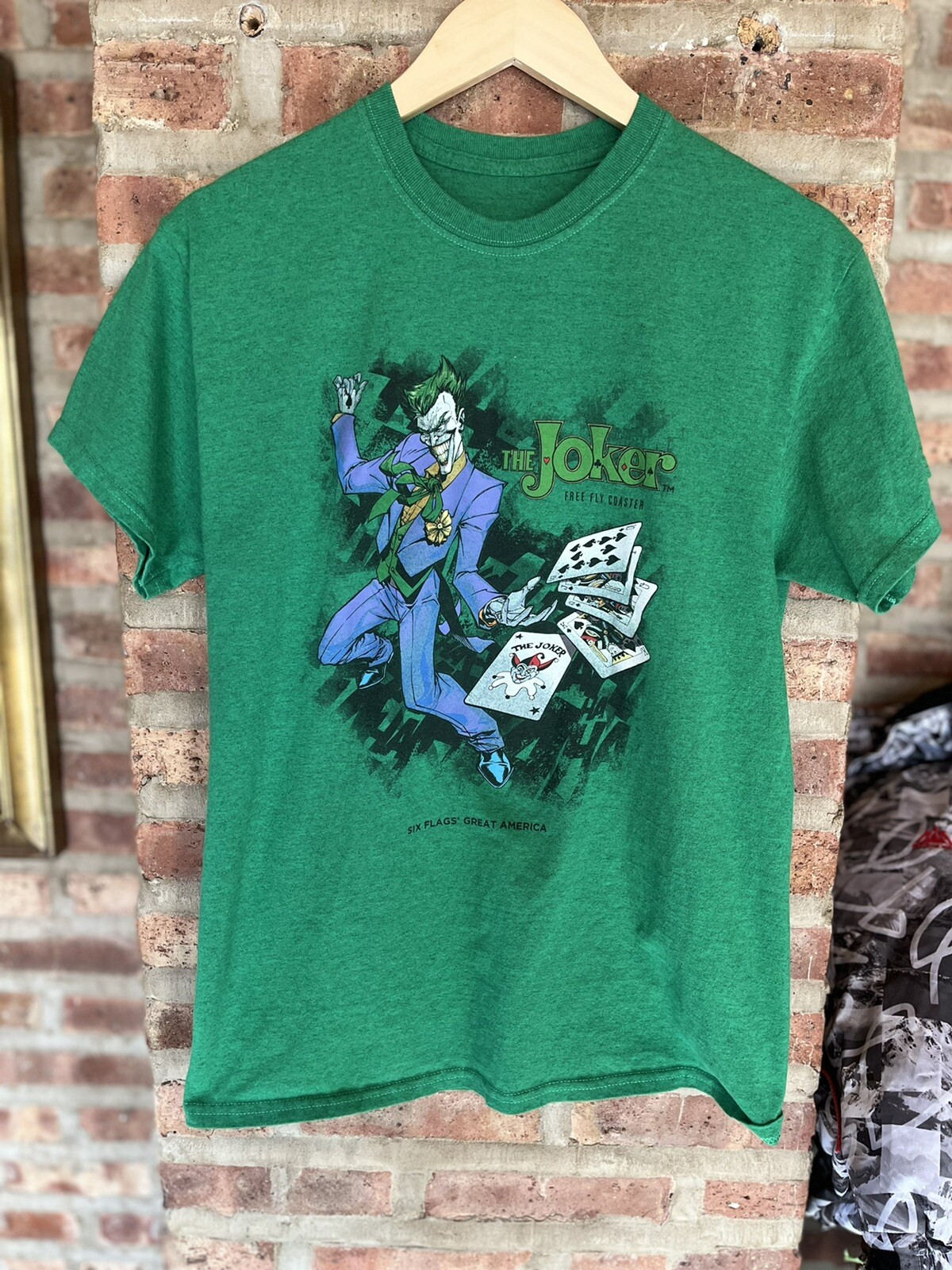 Batman The Joker Six Flags Cards Green T Shirt Size M… - Gem