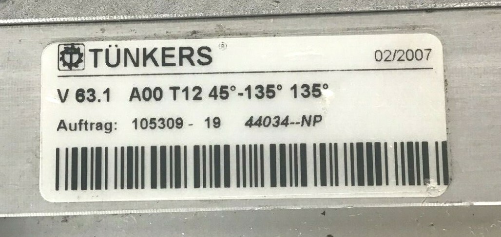 Tunkers V63.1 A00 T12 45°-135° 135°(Inutilizzato) | eBay