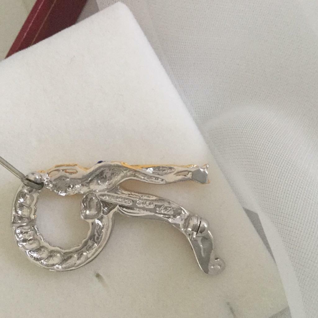 ERTE BROOCH ALPHABET SERIES LETTER "R" GOLD, SILVER, SWAROVSKI WITH ...