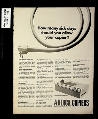 1969 AB Dick Copiers Sick Days for Copier Vintage Print Ad 016037 | eBay