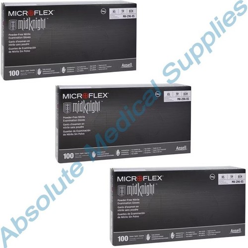 *300-Gloves* Microflex MidKnight Powder-Free Nitrile Medical X-Small MK ...