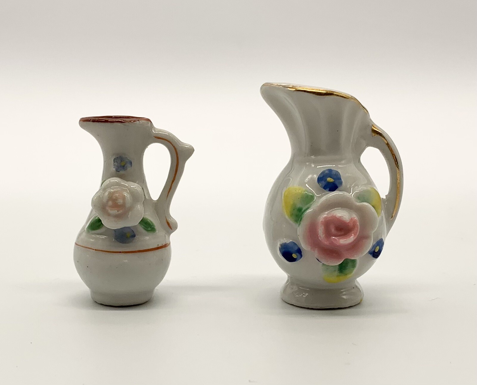 Set Of Two Miniature Pitchers with Pink Roses from Occupied Japan | eBay