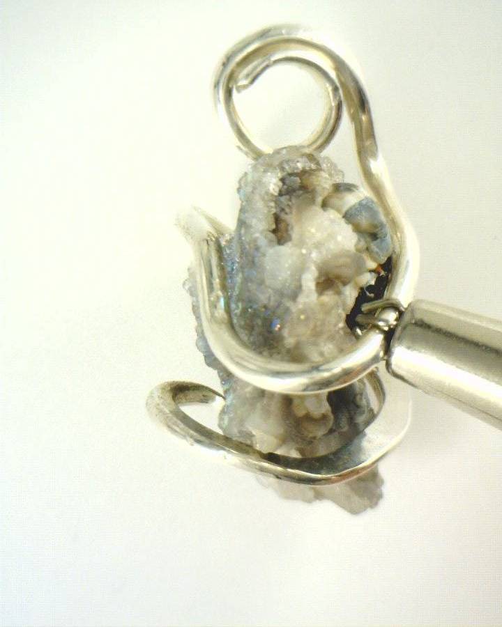 28.12ct Titanium Infused Quartz Druzy in Sterling Silver Wire Wrap ...