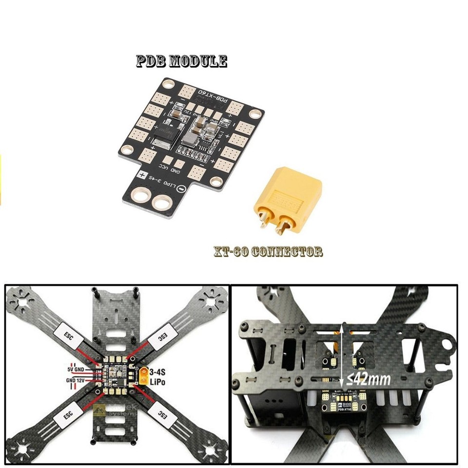 Dual BEC 5/12V PDB XT60 Power Distribution Board Module For FPV Drone ...