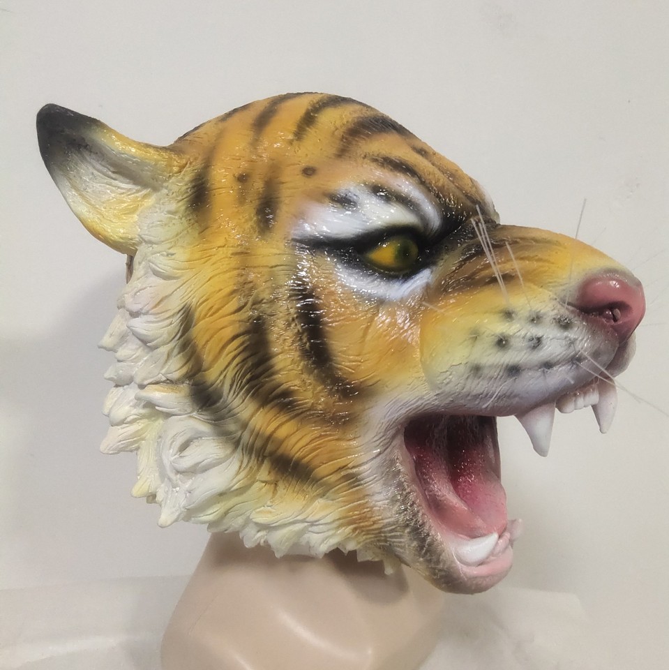 Scary tiger mask, white tiger animal head mask | eBay