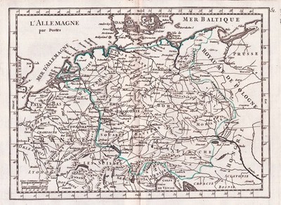 German Rich Germany Card Map Copperplate Engraving Le Rouge 1756 | eBay