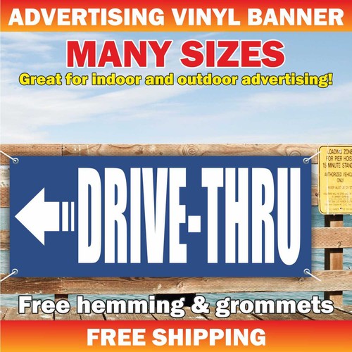 DRIVE THRU Advertising Banner Vinyl Mesh Sign now open welcome auto car ...