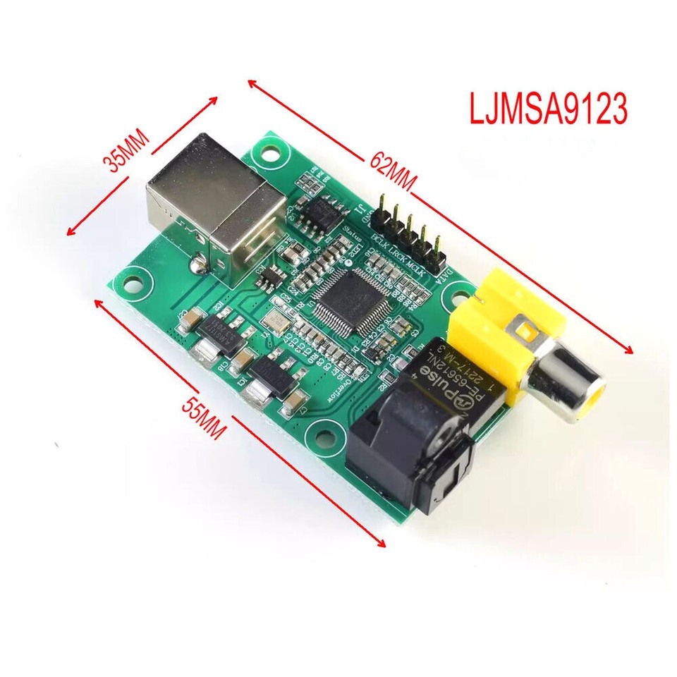 SA9123 USB to SPDIF Coaxial I2S Processor Chip 24bit/96K DAC Assembled ...