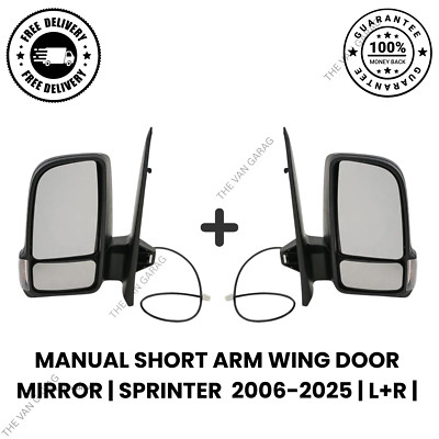 Left+Right Pair Manual Short Arm Wing Door Mirrors for Mercedes ...