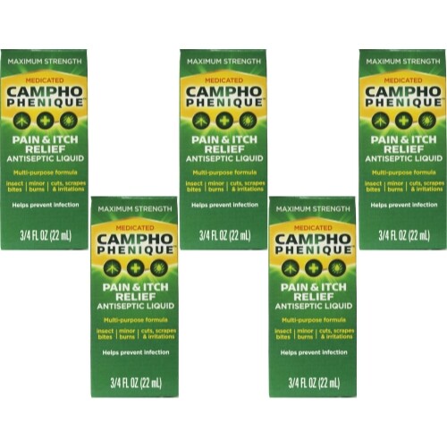 5 Pack Campho Phenique Pain Relieving Antiseptic Liquid 0.75Oz Each ...