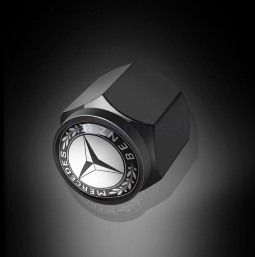 Black 4 x Mercedes Benz Car Wheel Tyre Valve Dust Caps Covers A B C E ...