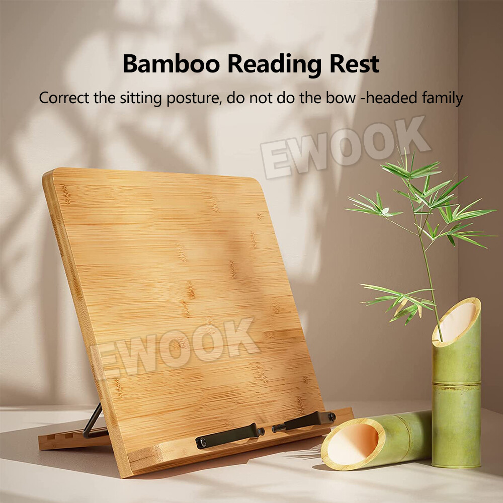 Portable Bamboo Reading Rest Cook Book Stand Document Holder Bookrest ...