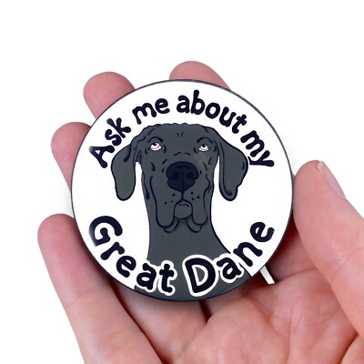 Black Great Dane Pinback Button Funny Dog Pin Handmade Accessories 2.25 ...