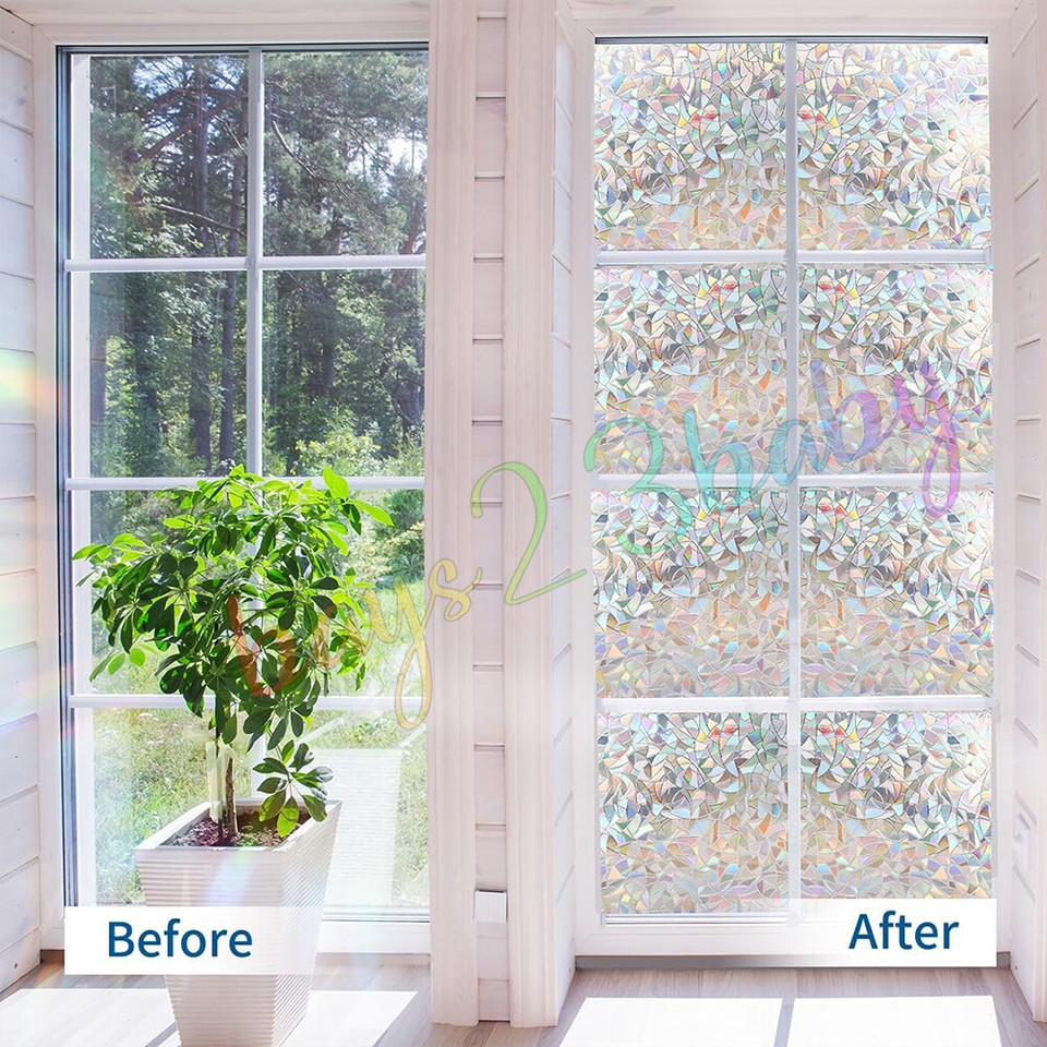 Rainbow Frosted Window Film Stained Cling Static Etched Glass Sticker ...