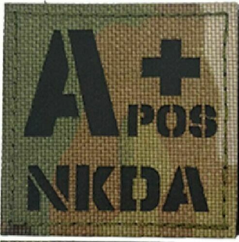 Reflective IR Blood Type A+ Positive Military Tactical Hook Loop Patch ...