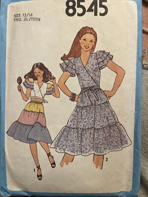 Vintage Simplicity Pattern 8545 Wrap Top And Peasant Skirt Jr/teen Sz ...