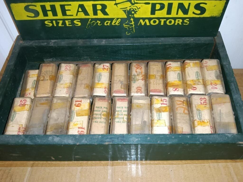 Vintage Outboard Boat Motor Shear Pins Pin All Sizes with Display case ...