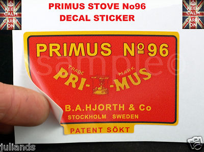 PRIMUS STOVE No 96 REPLACEMENT TIN BOX DECAL STICKER PARAFFIN STOVE ...