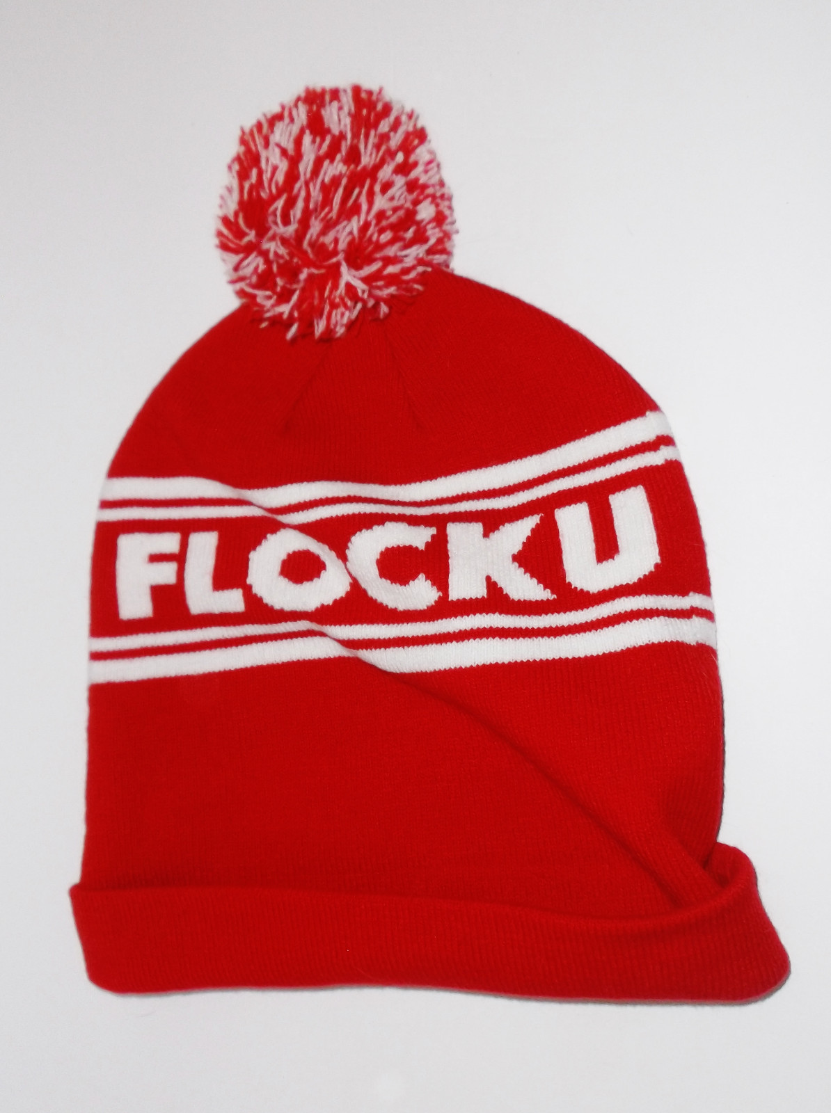 Ofiicial FLOCK U Knit Cap Red and White with Pompom One Size Fits All ...